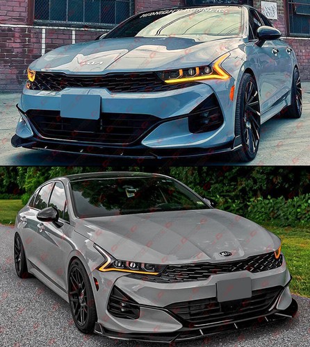 FOR 2021-23 KIA K5 EX LX GT 3PC V2 GLOSS BLACK FRONT BUMPER LIP ...