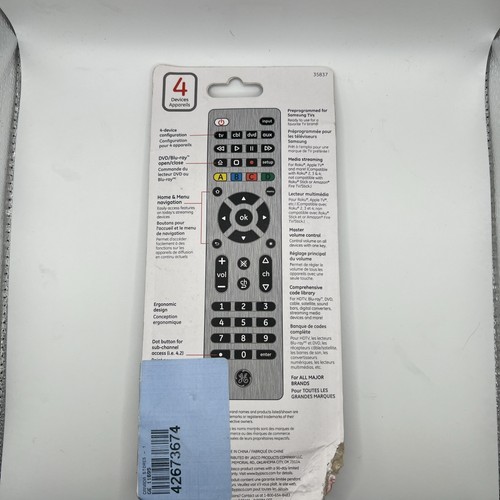 GE General Electric 33709 Ultra Pro 4-Device Universal Remote Control ...