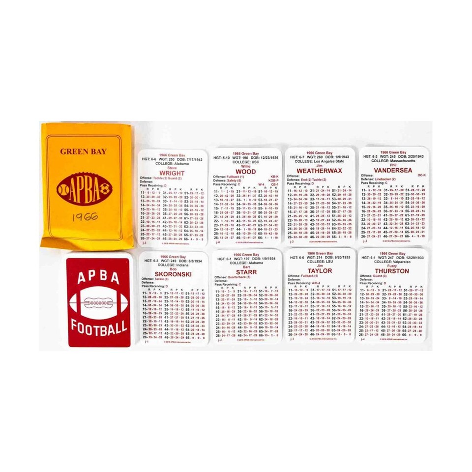 APBA APBA Football Card Sets Football (Complete Season Cards 1966) (2nd ...