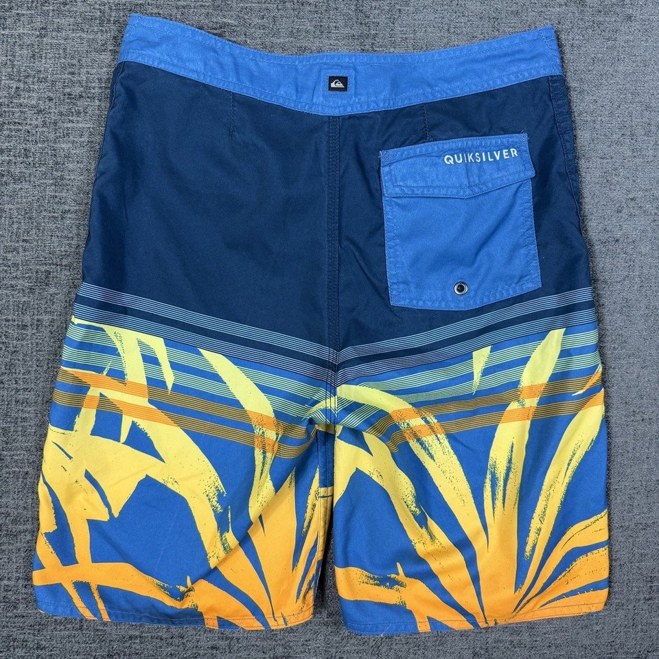 Quicksilver Board Shorts Mens 28 Swim Trunks Orange Blue Beach Hawaiian ...