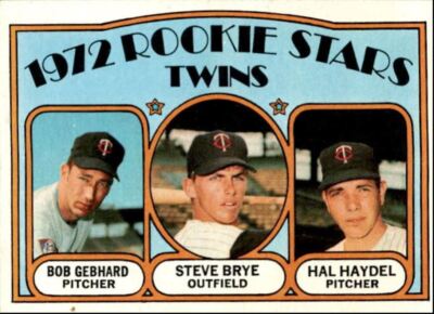 1972 Topps Twins Rookies - Bob Gebhard/Steve Brye/Hal Haydel Rookie c ...