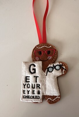 OPTICIAN EYE TEST GLASSES GIFT GINGERBREAD CHARACTER HANGING DECORATION ...