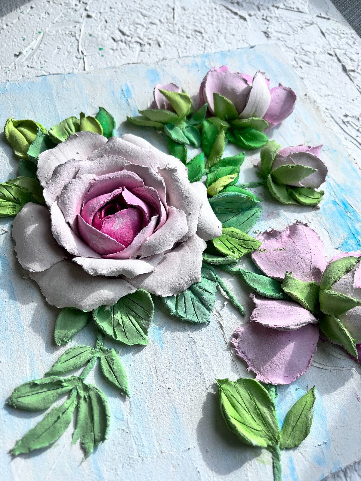 Roses painting 3d roses painting sculptural painting 3d floral wall art ...