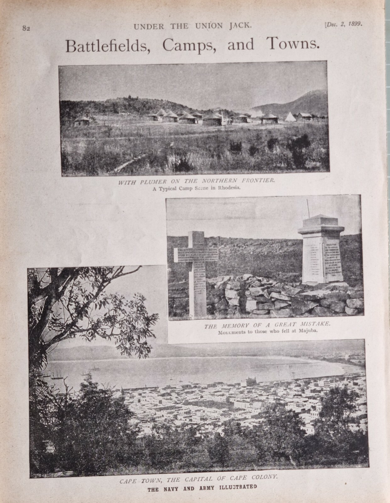 1899 PRINT BOER WAR CAMP IN RHODESIA NORTHERN FRONTIER MAJUBA - CAPE ...
