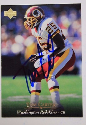 Tom Carter Redskins Notre Dame Signed 1995 #175 UPPER DECK Autograph ...