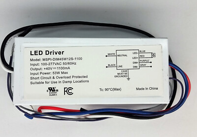 MSPI-DIM45W12S-1120 Dimmable LED Driver Power Supply for 45W Fixtures ...
