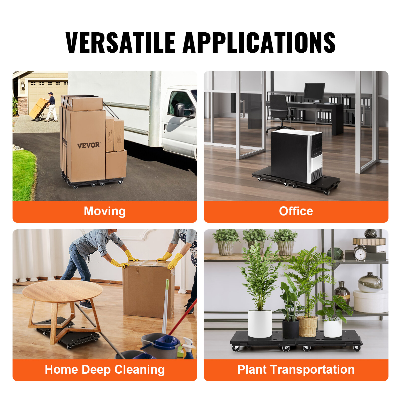 VEVOR 2PCS Platform Dolly Interlocking Edge Furniture Mover 500lbs ...