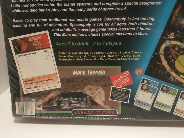 Spaceopoly Mission to Mars Board GAME 1997 Space Age Real Estate 100 ...