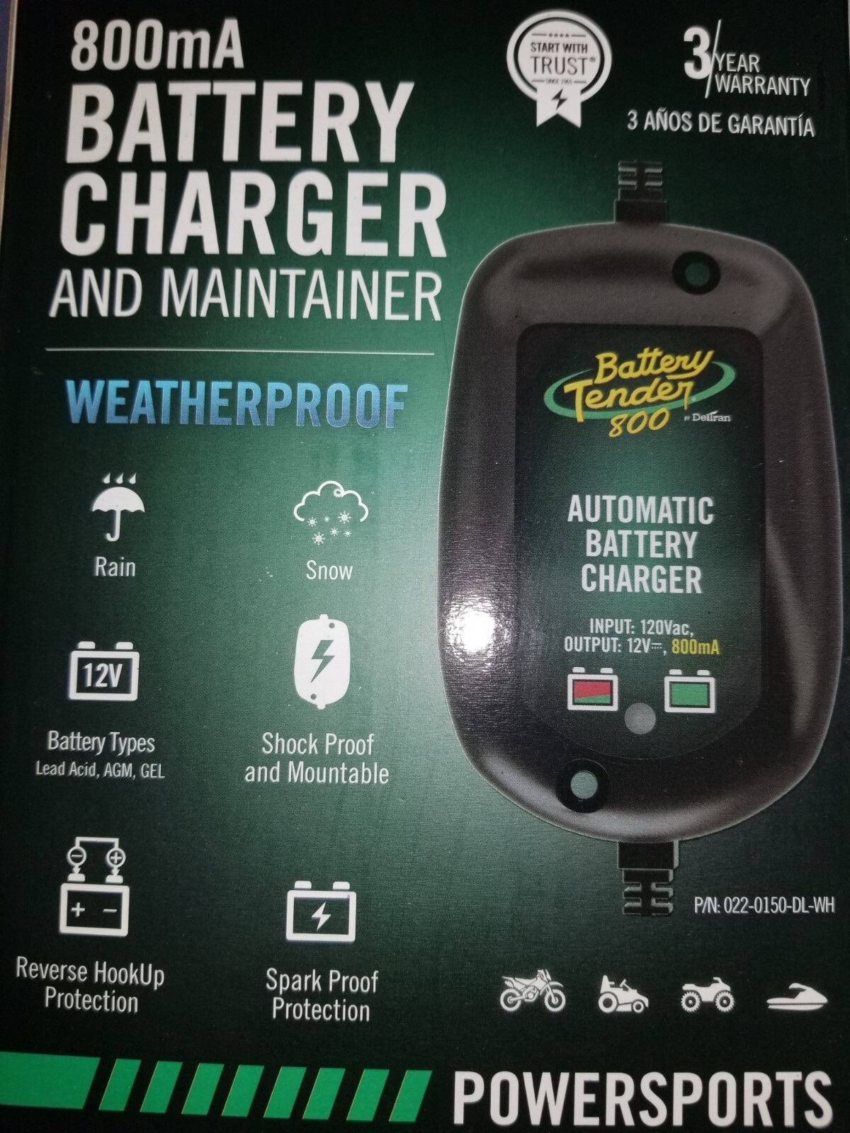 Deltran Waterproof Battery Tender 12v 022-0150-dl-wh Dl0150 for sale ...