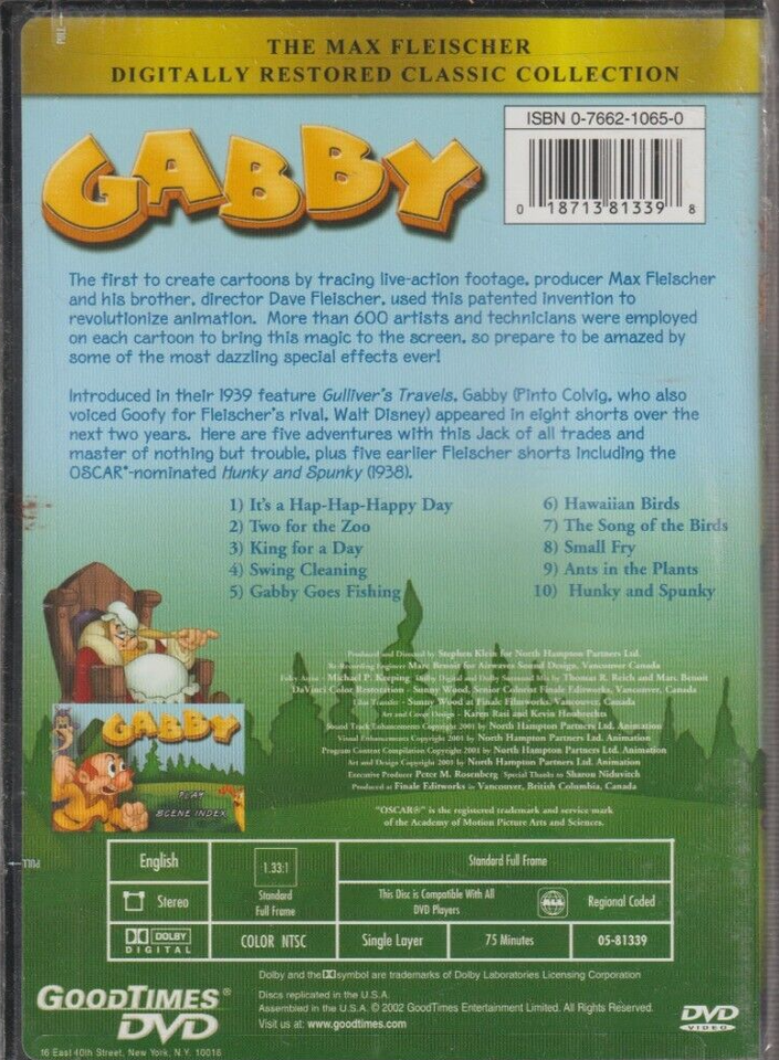 Classic Collection Gabby DVD New The Max Fleischer Digitally Restored ...