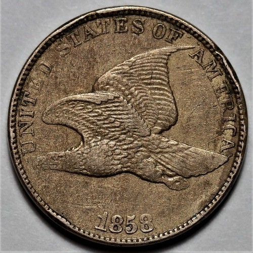 1858 Flying Eagle Cent - Large Letters - Rim Damage - US 1c Penny Coin ...