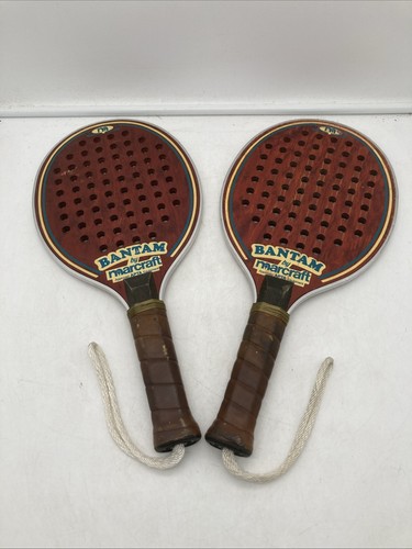Vintage Set of 2 Bantam By Marcraft APTA Approved Wooden Paddle Ball ...