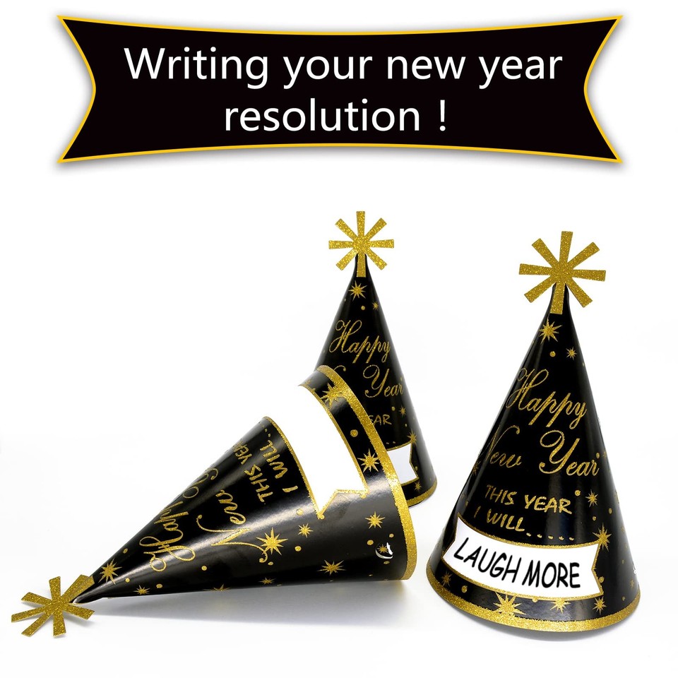 12PCS New Years Eve Party Supplies 2026 Gold Glitter Happy New Year's ...