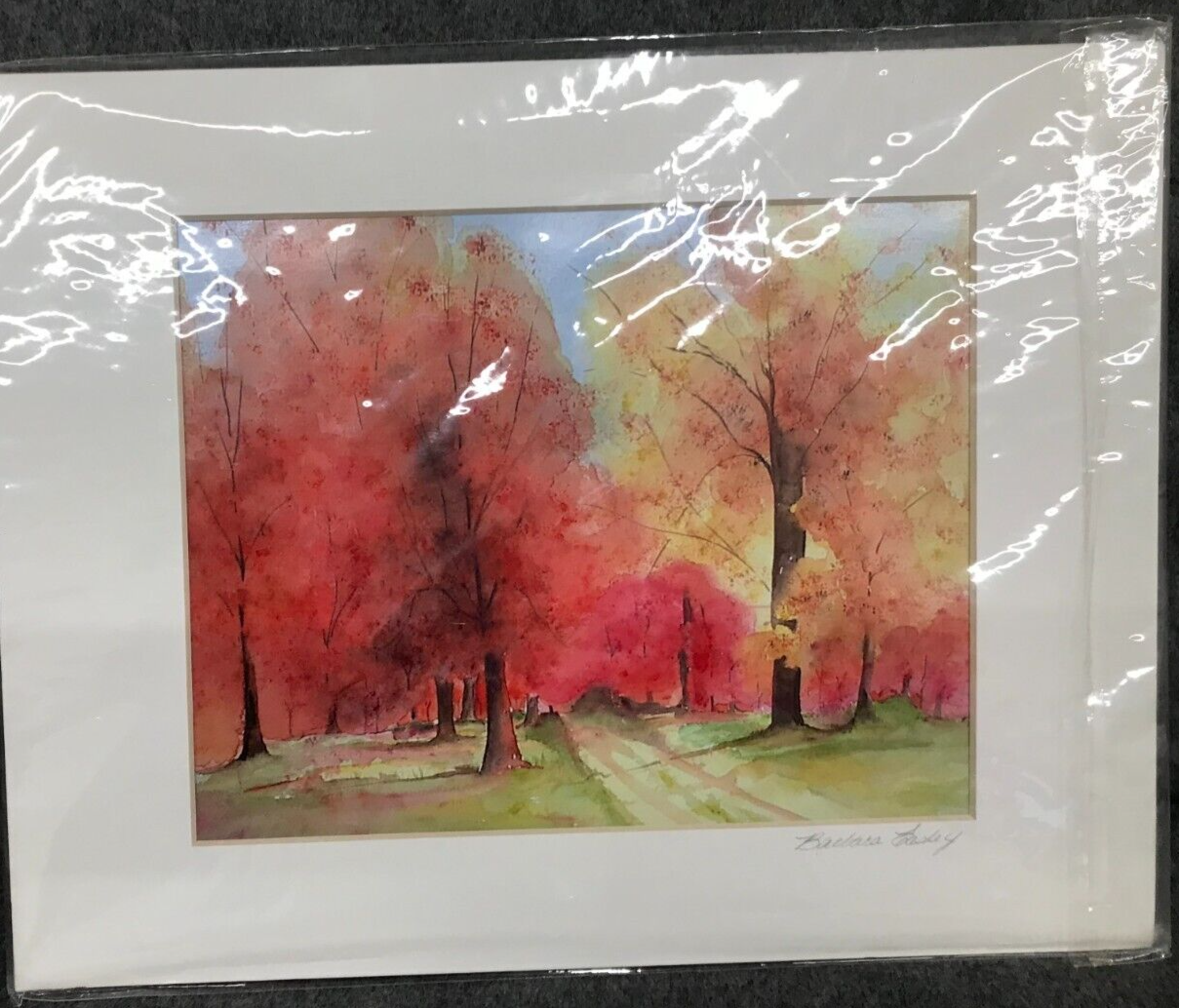 Artist Barbara Easley Signed Watercolor Print ~ Sunlit Autumn Trees | eBay