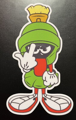 MARVIN MARTIAN W MIDDLE FINGER LAPTOP STICKER BUMPER STICKER WINDOW ...