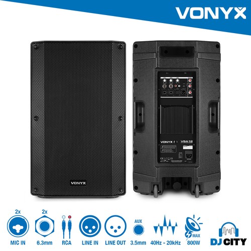 Vonyx VSA12 Pair - (2x) Bi-Amplified 12" Inch 800W Active Speakers ...