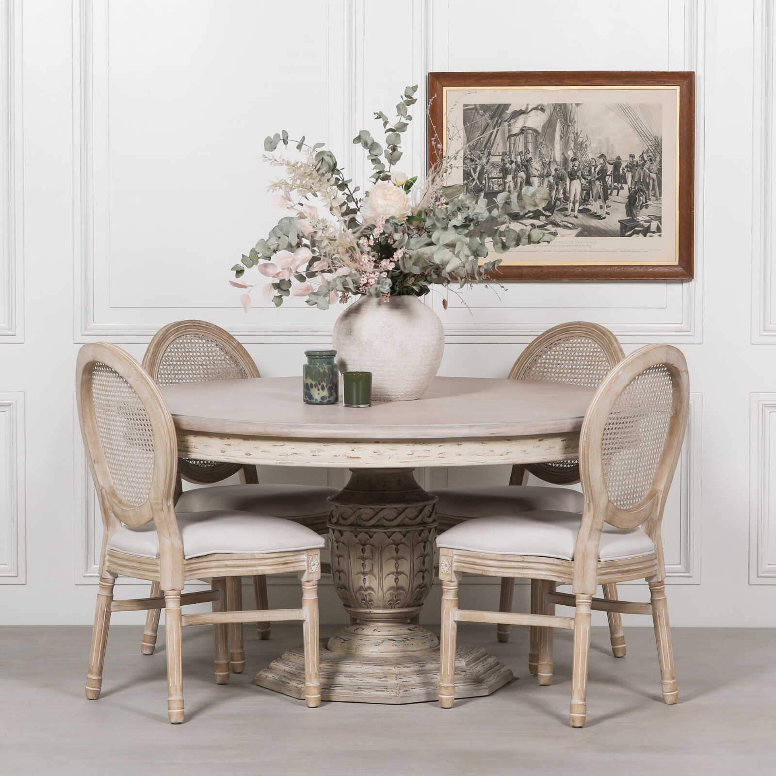 SECONDS French Wooden Distressed Rustic 145cm Pedestal Round Dining ...