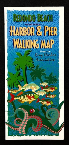 2000 Redondo Beach CA King Harbor Pier Walking Map Vintage Travel ...