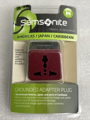 Samsonite Grounded Adapter Plug US/Americas/Japan/Caribbean Black/Red ...