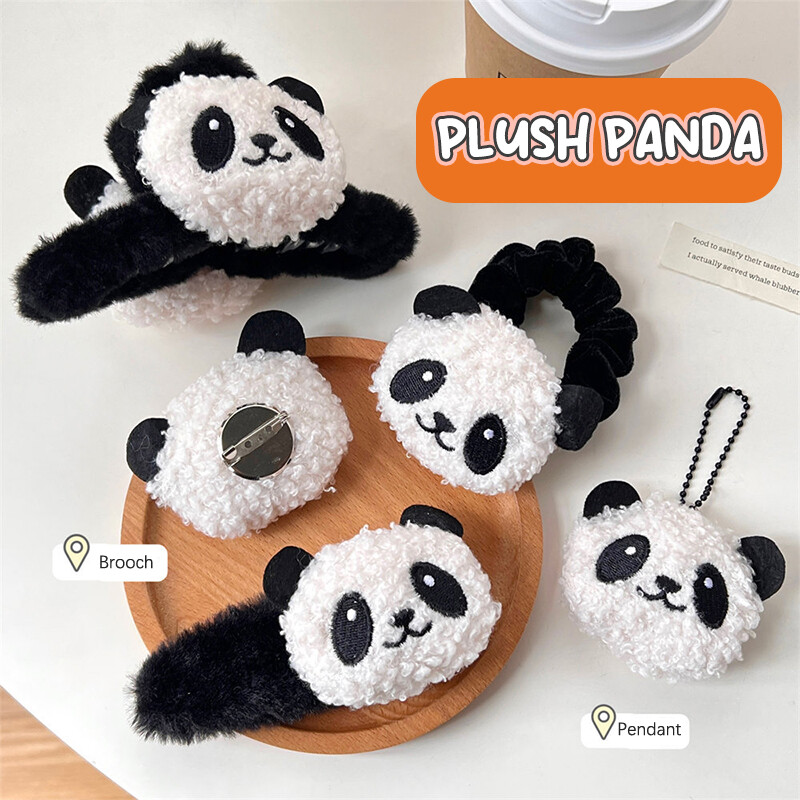 Kawaii Panda Hairpin Brooch Pendant Hair Loop Cartoon Plush Hair ...