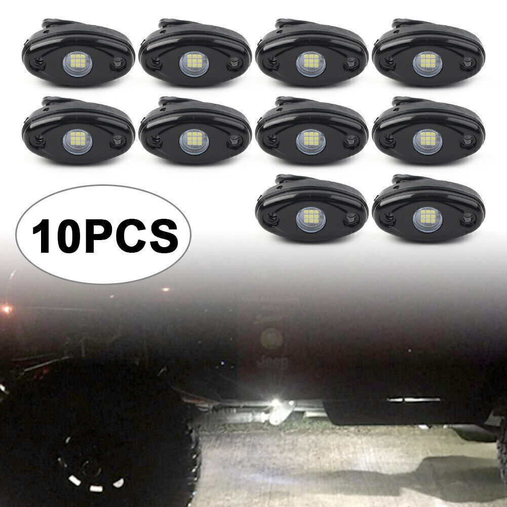 10PCS 3-CREE 9W LED Rock Light Kit White For Vehicle Jeep Truck SUV Off ...
