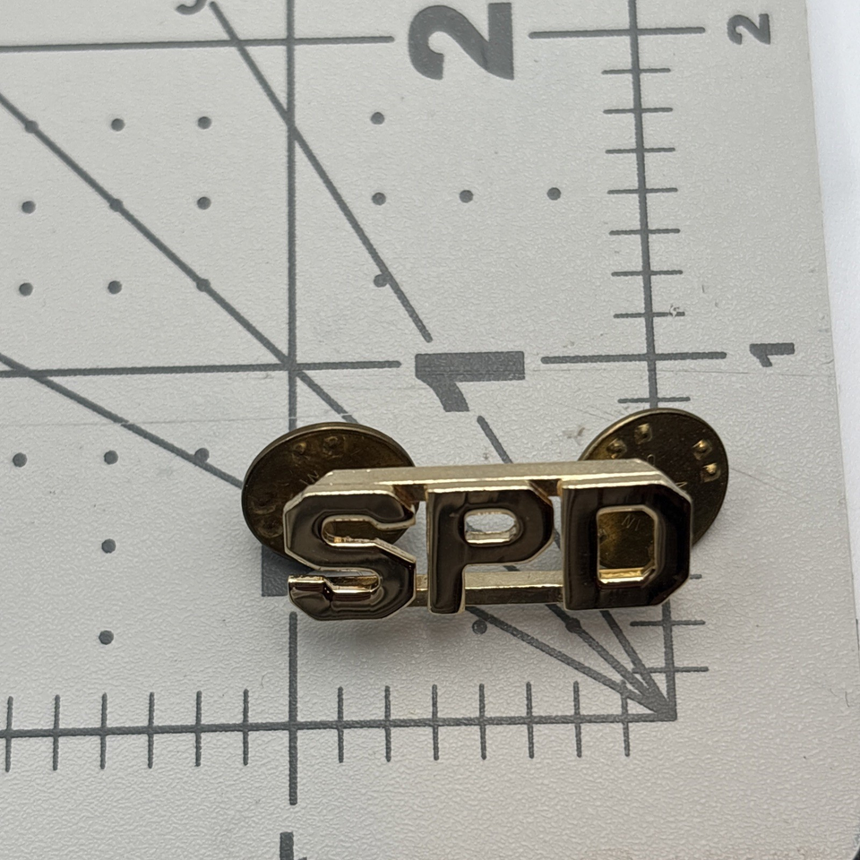 Modern SPD Police Department Collar Brass Pin Badge Gold Tone Uniform ...