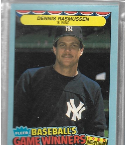 1987 Fleer Baseball Game Winners Dennis Rasmussen NY Yankees #35 Of 44 ...