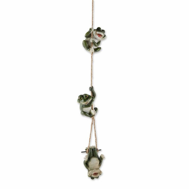 Frolicking Frogs Hanging Decor 3 Giggling Acrobats Garden Swinging Rope ...