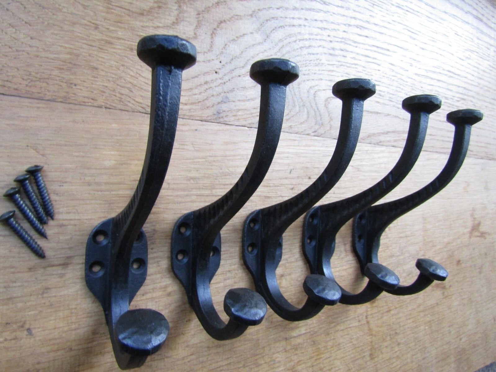 RUSTIC IRON coat hooks vintage retro Victorian old antique peg hanger ...
