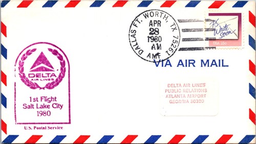 FFC 1980 - Delta Airlines - Dallas Ft Worth, Tx to Salt Lake City, Ut ...