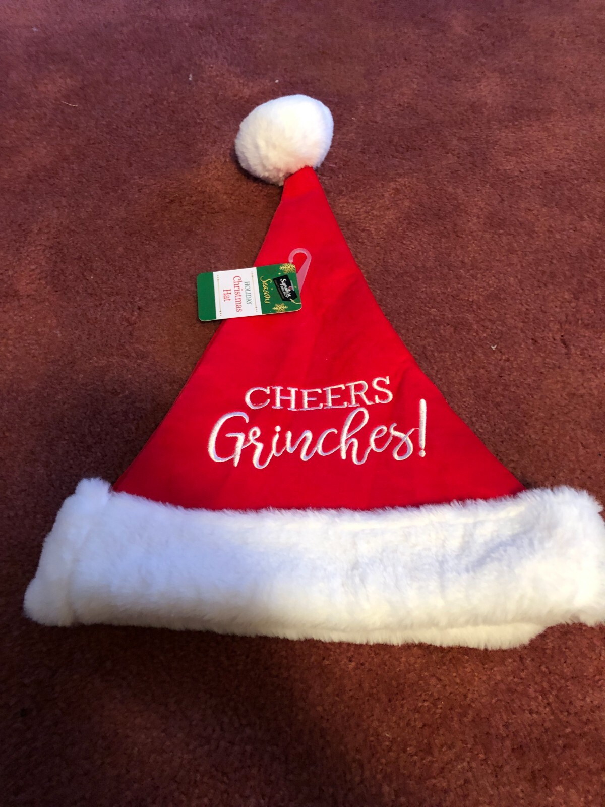 CHRISTMAS SANTA HAT 0SFM, SAYS CHEERS GRINCHES, NEW. | eBay
