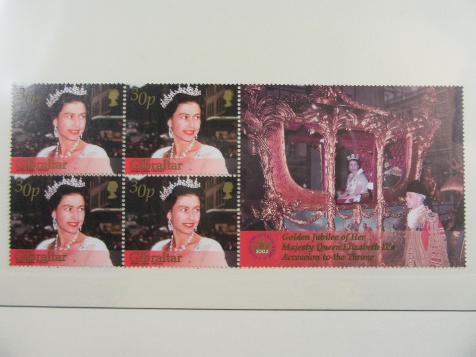 Gibraltar Queen Elizabeth Golden Jubilee 2002 Stamps Blocks MNH #B35 ...