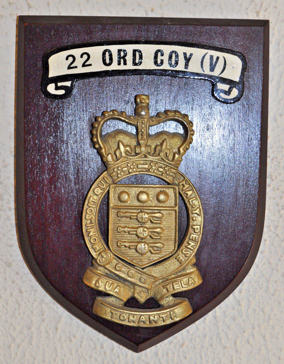 22 Ordnance Company RAOC cast brass and wood regimental mess wall ...