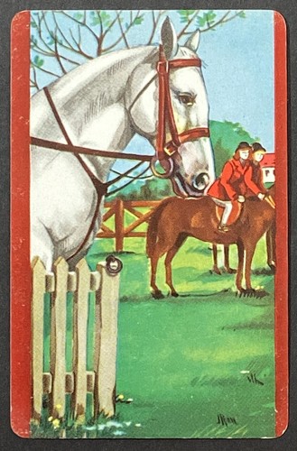 Horses Riders Vintage Single Swap Playing Card Blank Back | eBay