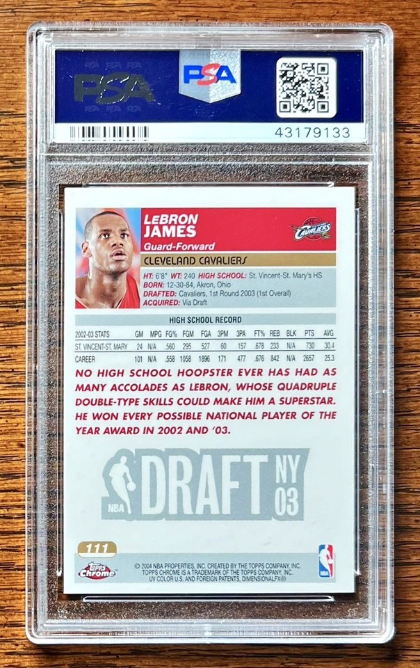 2003-04 Topps Chrome LEBRON JAMES #111 Rookie RC PSA 9 Mint! Cleveland ...