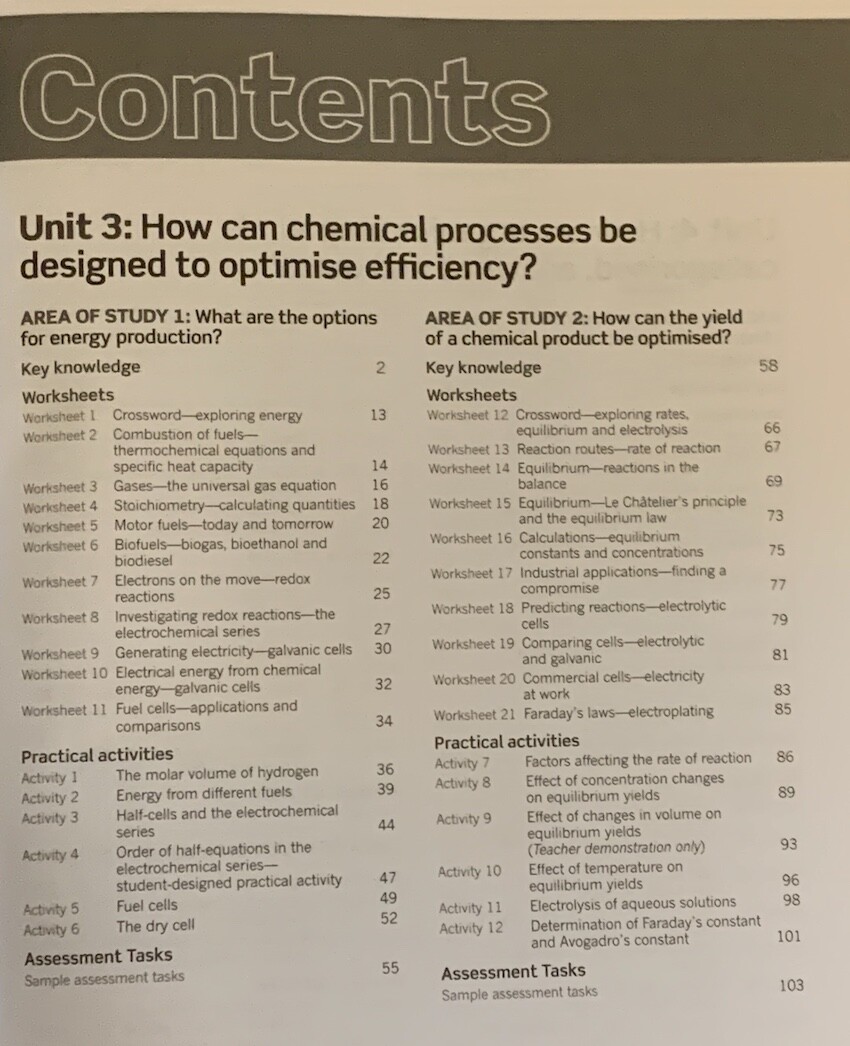 Heinemann Chemistry 1&2 VCE Student Workbook (2nd and 3rd Edition ...