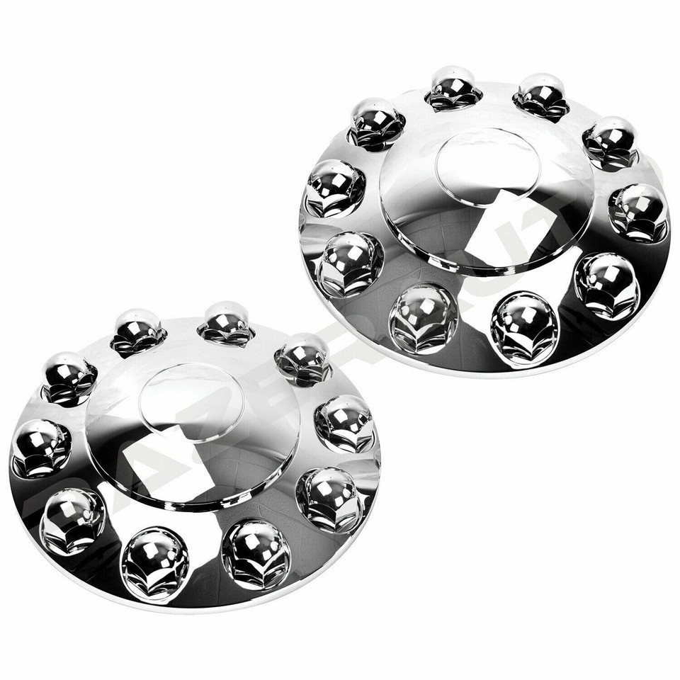 Semi Truck Chrome 22.5"+24" Front+Rear Wheel Center Hub Cap 10 Lug Dome ...