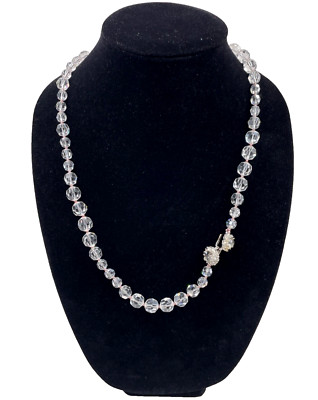 JUDITH McCANN DESIGNS NECKLACE FACETED CUT CRYSTALS FRONT HOOK FLOWER ...