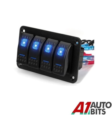4 Gang Rocker Switch Toggle Panel Blue Waterproof LED Light For Car ...