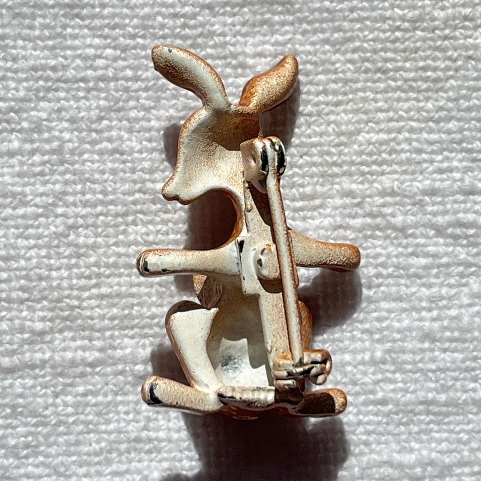 Vintage Kangaroo Brooch w/ Joey Baby In Pouch Painted Enamel Green ...