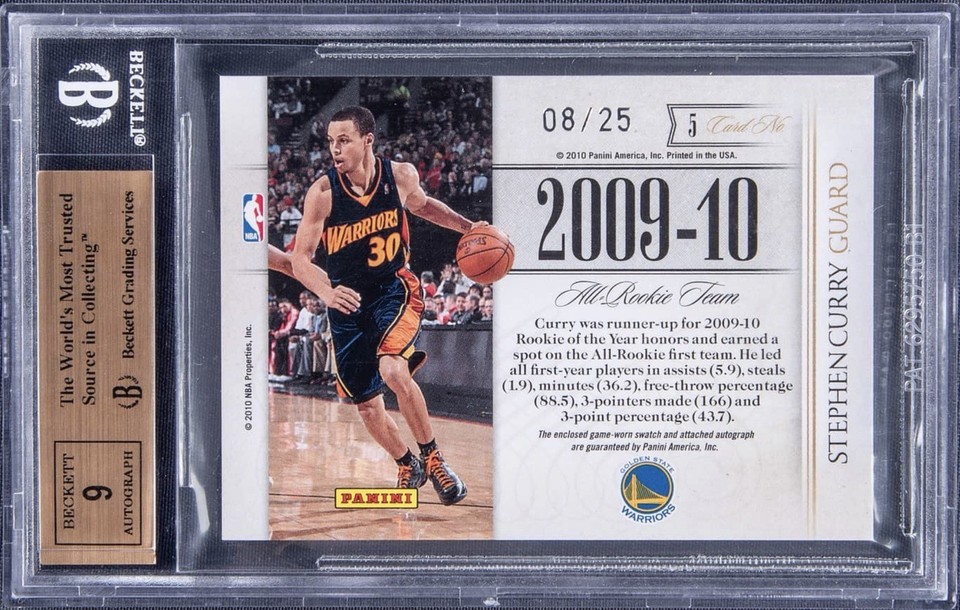Stephen Curry National Treasures Rookie Patch Auto RPA #/25 BGS 10 ...