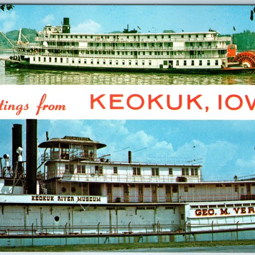c1960s Keokuk, IA Delta Queen George M Verity River Museum Chrome ...