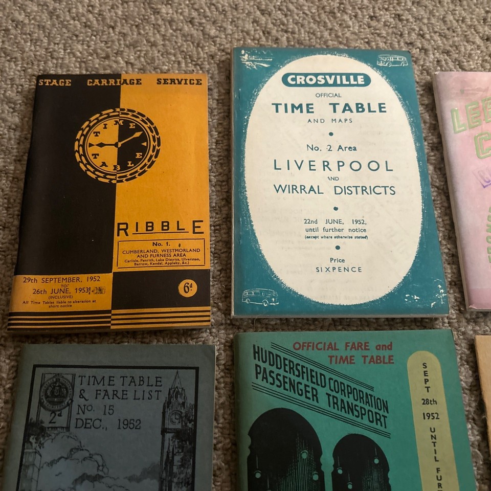 1950s Bus Timetables And Fare Lists! Ribble, Rochdale, Crossville And ...