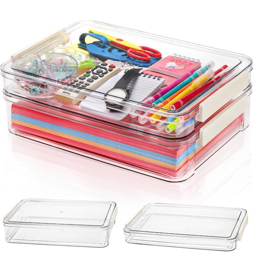 2 Pack Acrylic Portable Project Case, 13.5 Inch Clear Scrapbook Paper ...