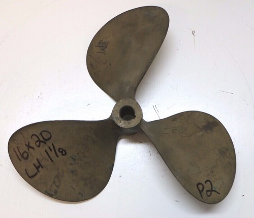 16 x 20 Bronze 3 Blade Propeller LH 1-1/8" Bore Inboard Wheel Prop ...