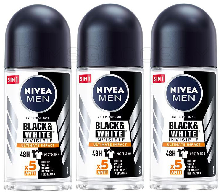 3 NIVEA MEN INVISIBLE 5IN1 ULTIMATE IMPACT 48h Roll On Deodorant Anti ...
