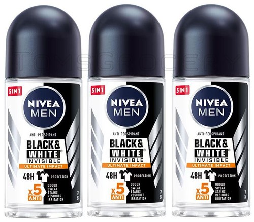 3 NIVEA MEN INVISIBLE 5IN1 ULTIMATE IMPACT 48h Roll On Deodorant Anti ...