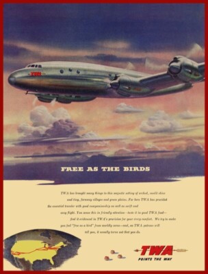 1945 TWA, Trans World Airlines NEW Sign 30" x 40" XXL Size - Free as ...