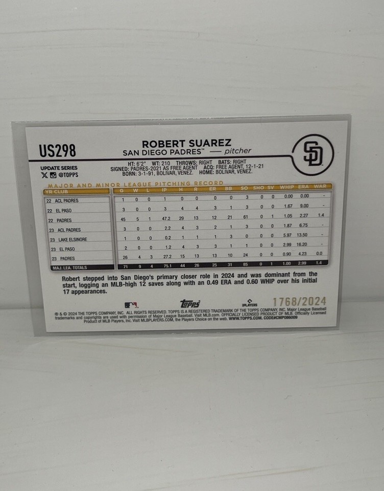 2024 Topps Update Robert Suarez Gold /2024 #US298 Padres | eBay