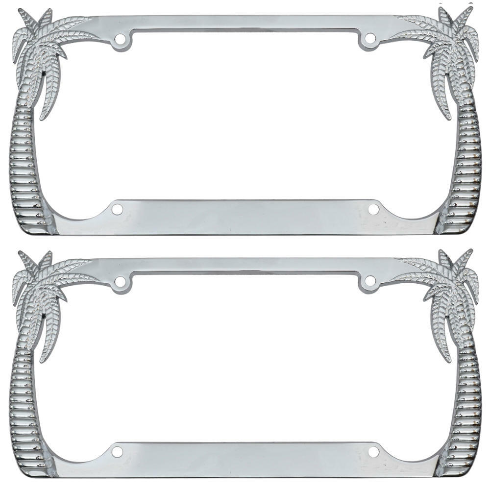 2X Heavy Duty Stainless Steel Tropical Palm Tree License Plate Frame ...